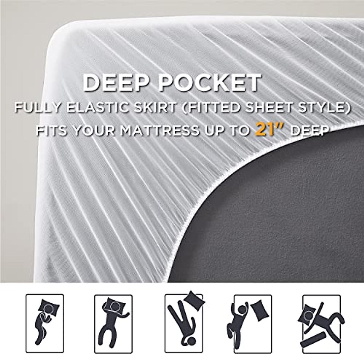Bedsure King Mattress Pad Deep Pocket - Pillow Top Mattress Topper King Size, Cooling Cotton Quilted King Mattress Cover Stretches up to 21" Deep, Padded Pillow Top with Fluffy Down Alternative Fill