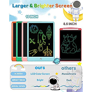 FLUESTON LCD Writing Tablet Doodle Board, Toys for 3 4 5 6 7 8 Year Old Girls Boys, Drawing Pad for Kids, 10 Inch Colorful Electronic Board Drawing Tablet Gifts for Toddler Educational Learning Travel