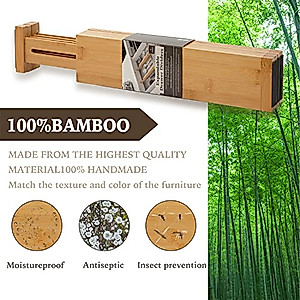 Bellsal Large Drawer Divider Bamboo (3.15 Tall 16.75-21.85 Long) Deep Kitchen Drawer Organizer for Clothes Dresser Bedroom Office Set of 4