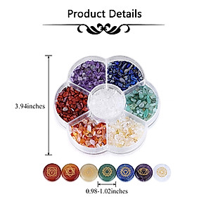 CrystalTears 7 Chakra Crystal Stones Natural Reiki Healing Crystals Gemstones with Engraved Chakra Symbol Tumbled Polished Chakra Stone Kit for Meditation Crystal Therapy Gift for Christmas