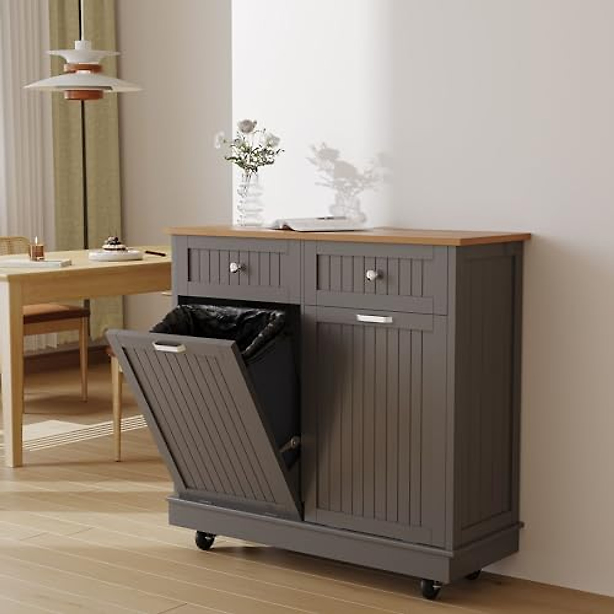 Alorksi Kitchen Island with Trash Cabinet