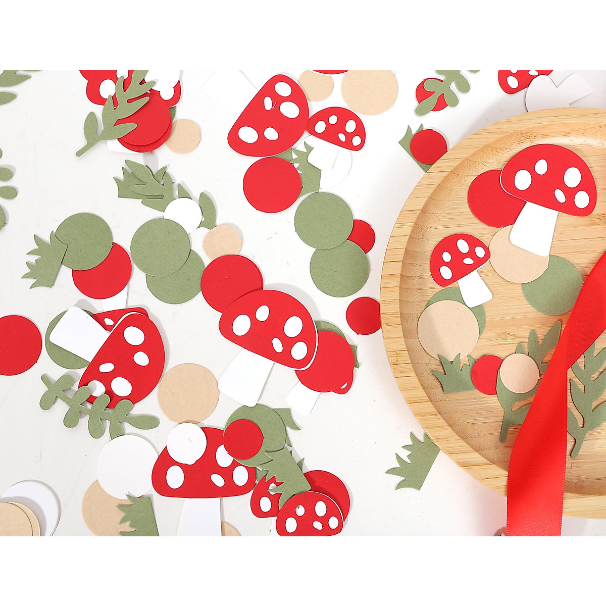 200PCS Mushroom Confetti - Woodland Party Table Decor, Woodland Confetti, Mushroom Theme Birthday Decorations, Fairy Party Confetti, Wild One Birthday Decor