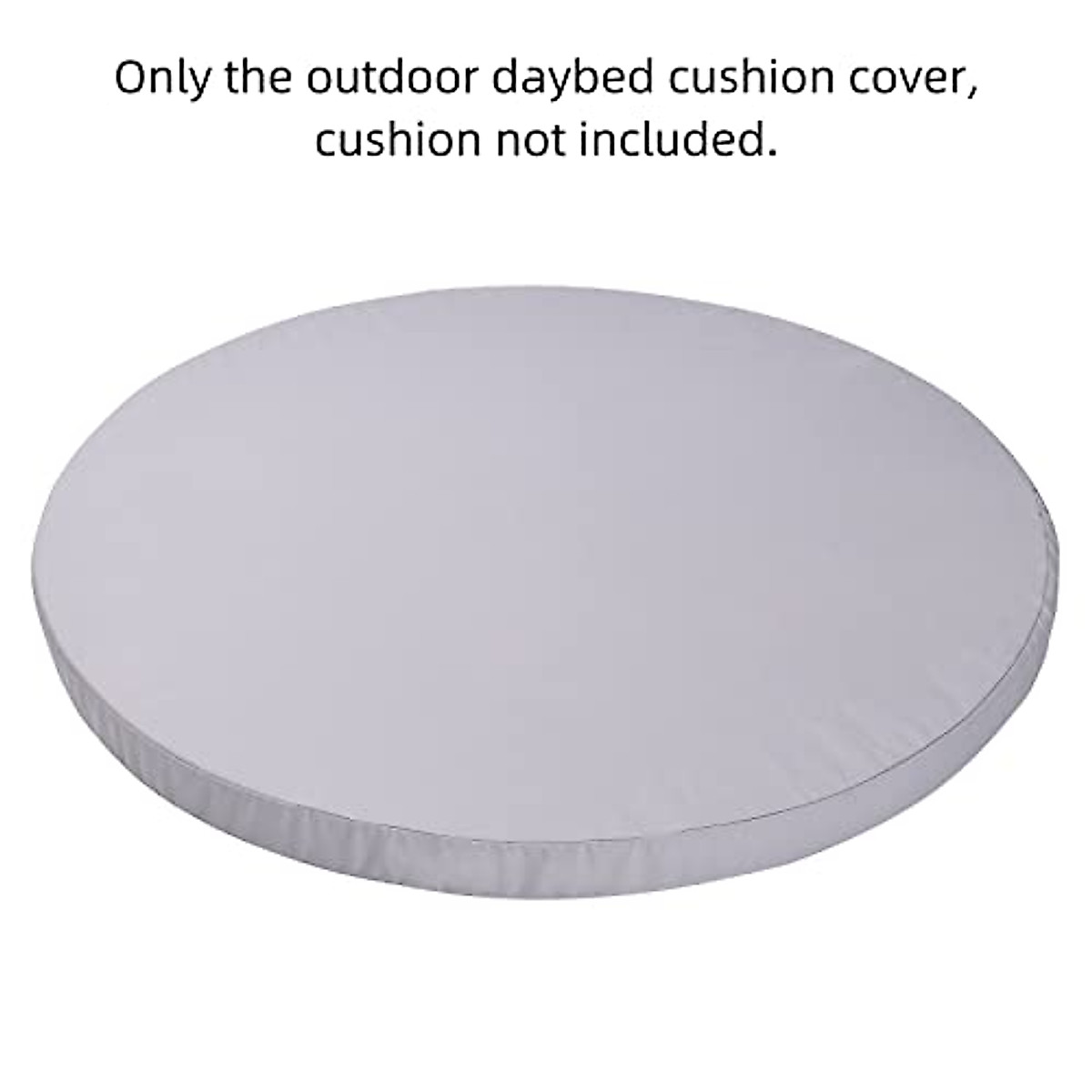 MICTONY Outdoor Daybed Cushion Cover, 66" Replacement Daybed Cover with Elastic Band, Sun Bed Cushion Cover, Outdoor Round Bed Cushion, Cover ONLY (Daybed NOT Included), Grey