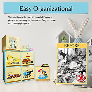 Product 4 Kids - Washable Toy Organizers and Storage, Canvas Toy Chest Organizer Foldable Kids Toy Storage Organizers for Child's Bedroom or Playroom -13x13x13 Inch (Tiger Cub)