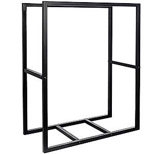 MyGift Black Powder Coated Metal Firewood Rack Indoor Fireplace Log Storage, 30 Inch Outdoor Wood Rack