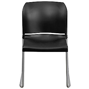 Flash Furniture 5 Pack HERCULES Series 880 lb. Capacity Black Full Back Contoured Stack Chair with Gray Powder Coated Sled Base