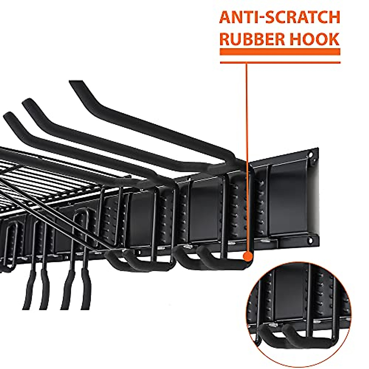 Wallmaster Tool Storage Rack With Wall Shelf, Garage Storage Wall Mount Tool Organizers Heavy Duty Racks Adjustable Wall Hanger System (9Hooks&2Rails&Storage Shelf)