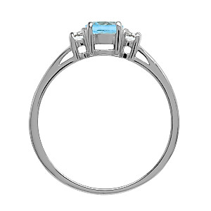 Silvershake Petite Genuine Swiss Blue Topaz White Gold Plated 925 Sterling Silver Promise Ring Size 5.5