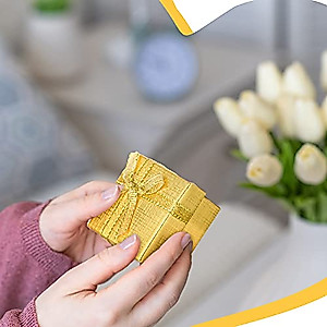 Kenning 36 Pcs Golden Ring Boxes Bulk Square Cardboard Jewelry Gift Boxes for Earring Necklaces with Bow for Proposal Engagement Wedding Birthday Anniversary, 2 x 2 x 1.4 Inch