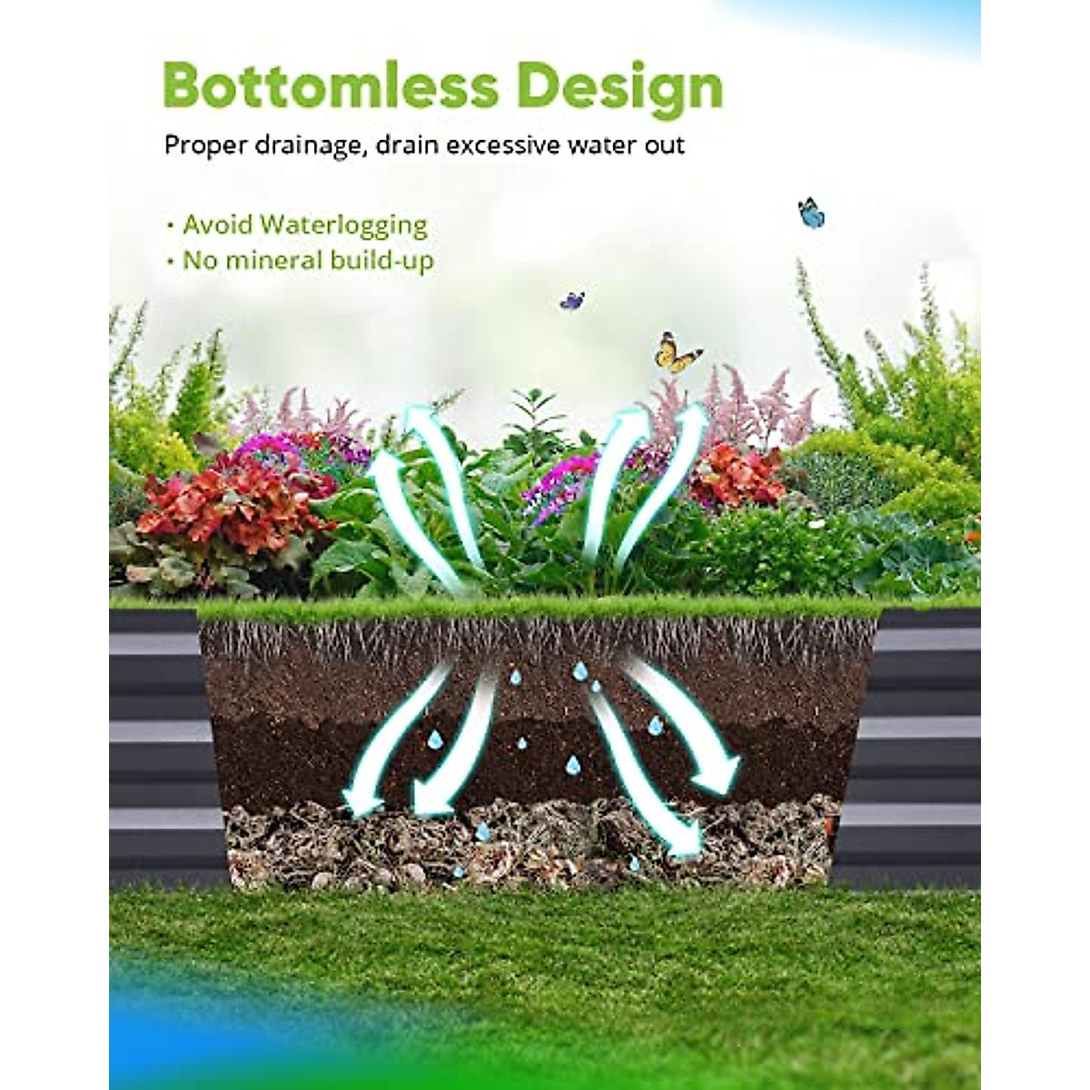 Quictent Galvanized Raised Garden Bed 6x3x1ft Thickened Metal Planter Box Hold 18cft Soil for Vegetables Corner Protector Bottomless Flowers Herbs Backyard Patio Tomato Cage Weed Barrier Included