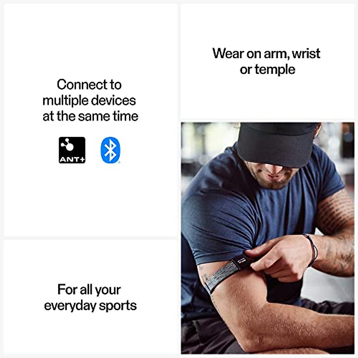 Polar Verity Sense - Optical Heart Rate Monitor Armband for Sport - ANT+ and Dual Bluetooth HRM - Waterproof HR Sensor with only One Button - Compatible with Peloton, Zwift and other apps, Gray, M-XXL