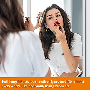 NeuType 59" X 16" Full Length Mirror MDF Frame Floor Mirror Wall Mirror Dressing Mirror Hanging or Leaning Against Wall Standing Mirror Bedroom Mirror Full Body Mirror White with Stand