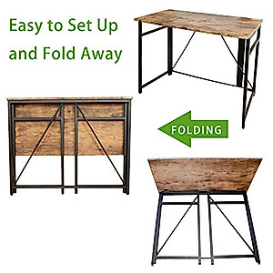 aboxoo Folding Computer Desk 36 inches Industrial Style Foldable Laptop Table Modern Simple No Assembly Study Home Office Notebook Minimalist Multi-Functional Workstation for Bedroom Kitchen