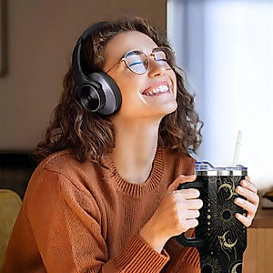 wxmbdzq 40 oz Sun and Moon Tumbler with Handle and Straw Lid,Leak Proof Travel Stainless Insulated Tumbler,Cup Holder Friendly,Perfect for Outdoor Travel Car and Sports