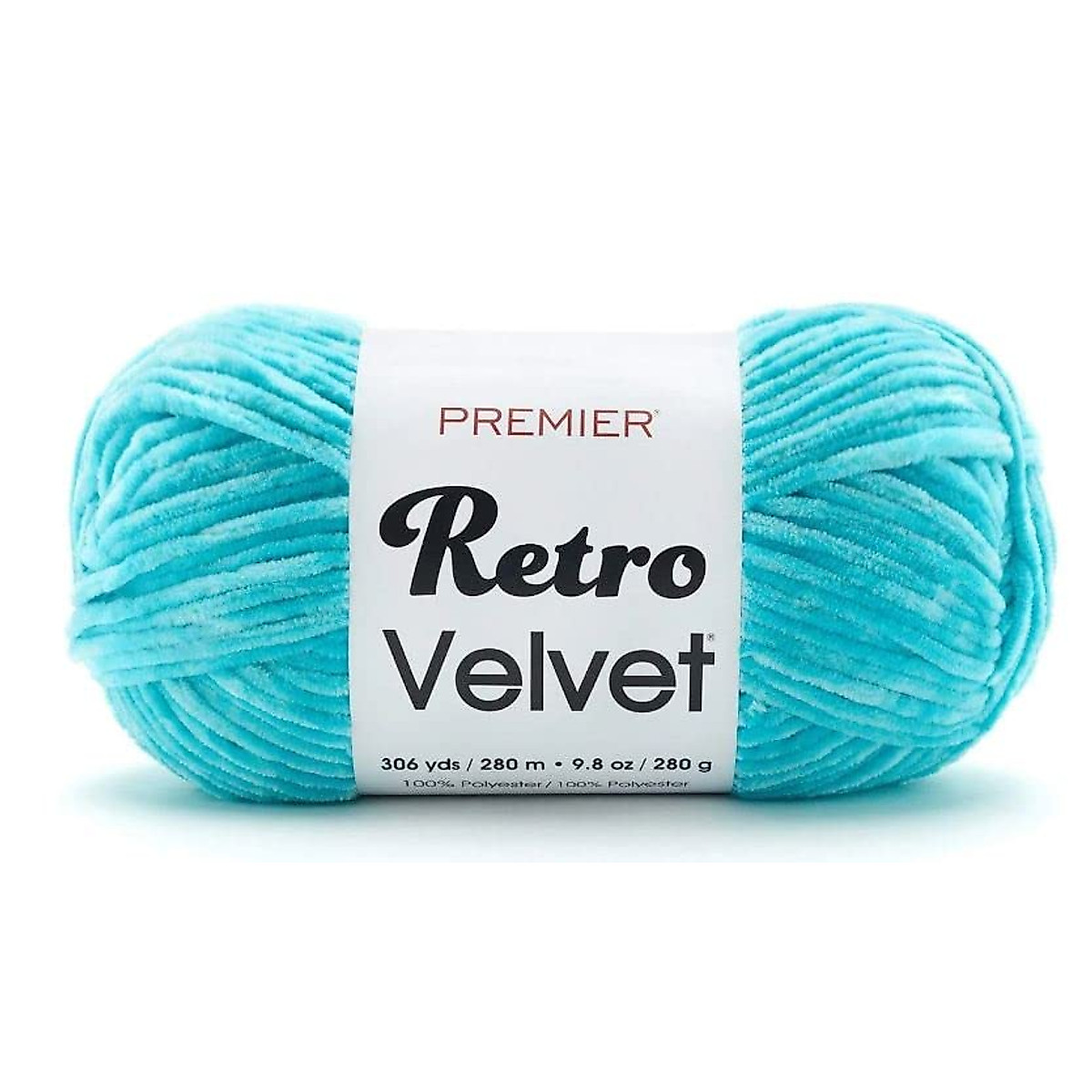 Premier Yarns Retro Velvet Yarn - Big Ball 9.8 Oz - 2 Pack Bundle with Bella's Crafts Stitch Markers (Aqua)