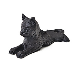 Cast Iron Door Stop - Decorative Rustic Door Stoppers - Stop Your Bedroom, Bath and Exterior Doors 2.5x6.1"(Black with Brown-Cat) …