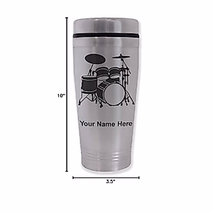 LaserGram 16oz Commuter Mug, Drum Set, Personalized Engraving Included