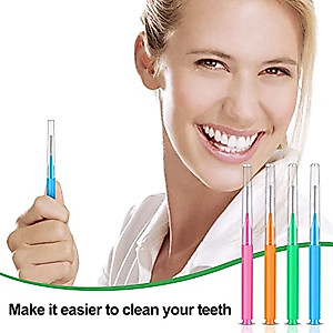 Nuogo 500 Pieces Braces Brush Interdental Cleaner Floss Heads Dental Teeth Cleaning Tools with Soft Bristles Oral Hygiene Flosser Toothpick Cleaners Kit, 4 Colors