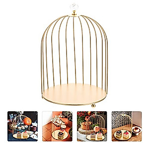 Hemoton Cupcake Stand Metal Bird Cage Makeup Organizer Cosmetic Rack Dessert Stand Necklace Earring Organizer Vanity Tray Perfume Lotion Bottle Shelf for Desk Organizer