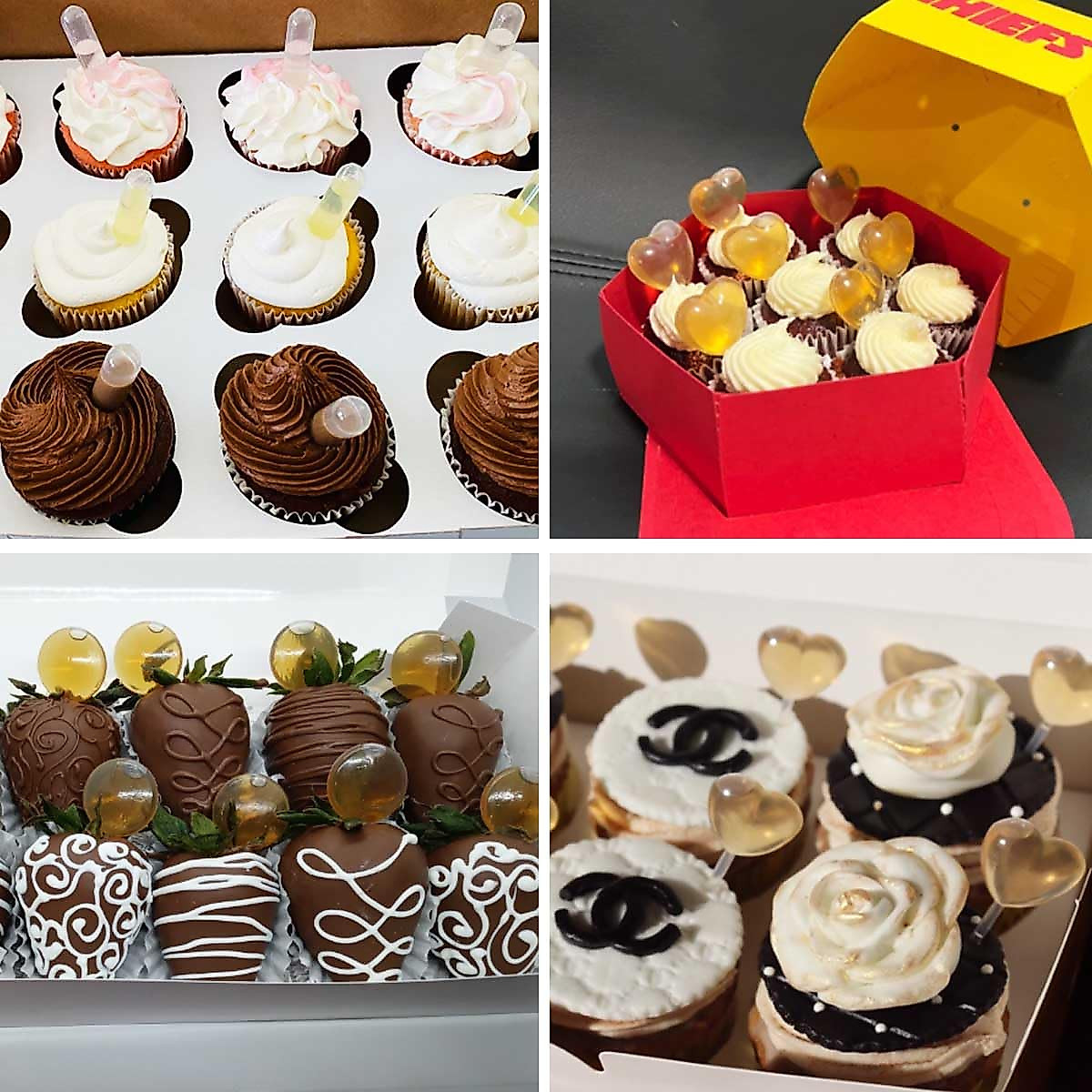 60 Pieces Cupcake Pipettes Plastic Pipettes Squeeze for Strawberries Chocolate 4ml Plastic Transfer Pipettes Liquid Pipettes Dropper Disposable Cupcakes Injector Mini Pipette for Ice Cream Dessert