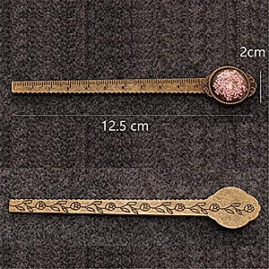 Gandhanra 9PCs Multifunction Ruler Bookmarks Bulk,Unique Vintage Bronze Dried Immortal Flowers Book Mark for Kids,Students,Teacher