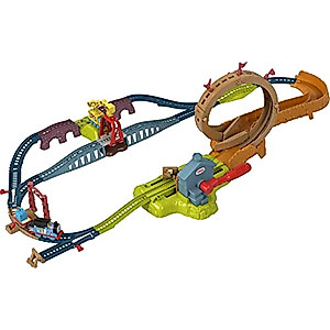 Thomas & Friends Toy Train Set Loop & Launch Maintenance Yard with Thomas Motorized Engine & Carly the Crane for Preschool Kids Ages 3+ Years