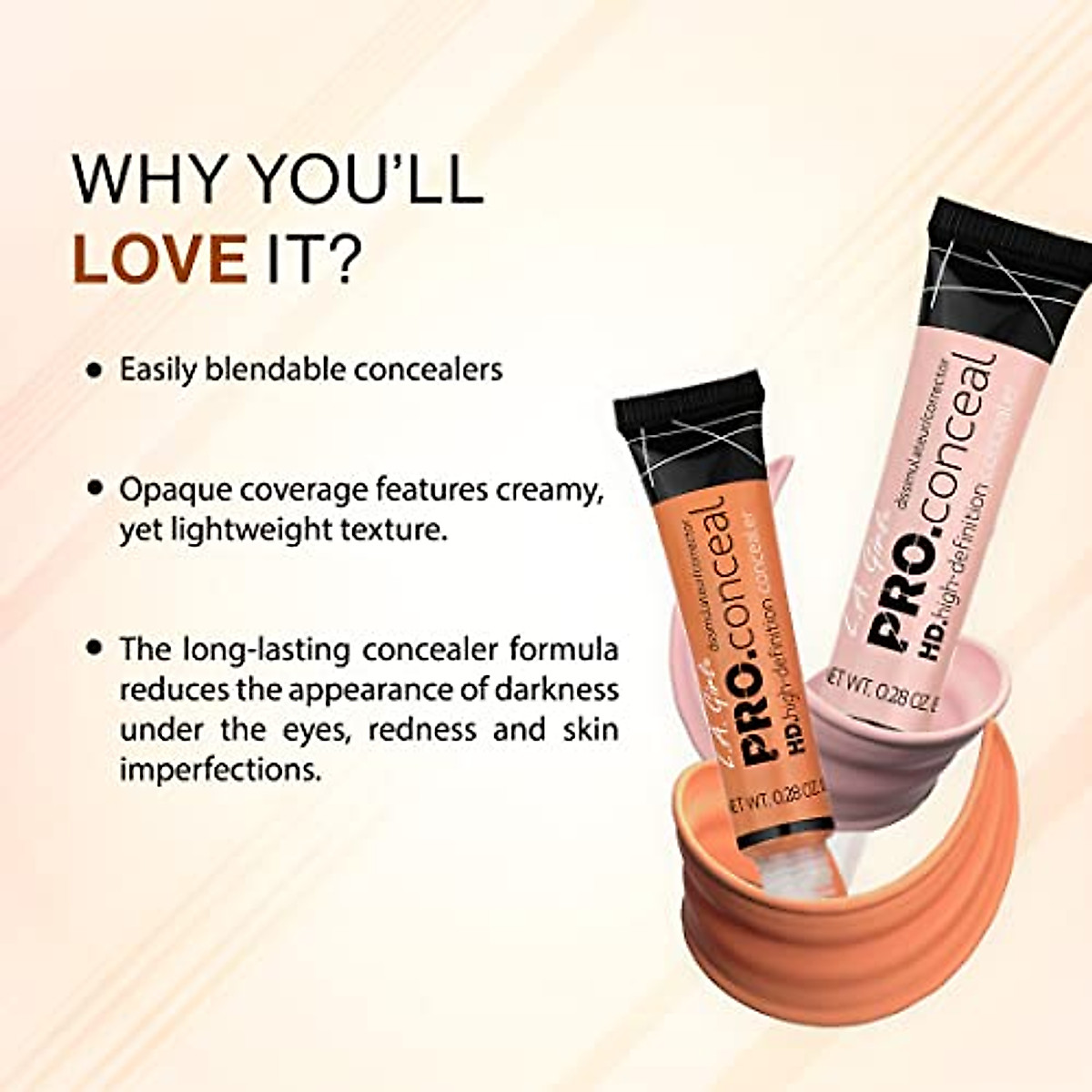 L.A. Girl Hd Pro Conceal Oz, Cool Pink Corrector, 0.28 Ounce