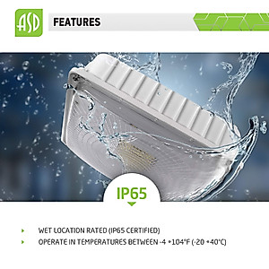 ASD LED Canopy Light Outdoor, 70W 8400 Lm Dimmable, Daylight 5000K, 120-277VAC 175W HID/MH Replacement, IP65 Waterproof Gas Station and Garage Ceiling Light 9.6" x 9.6", ETL & DLC Listed, White Finish