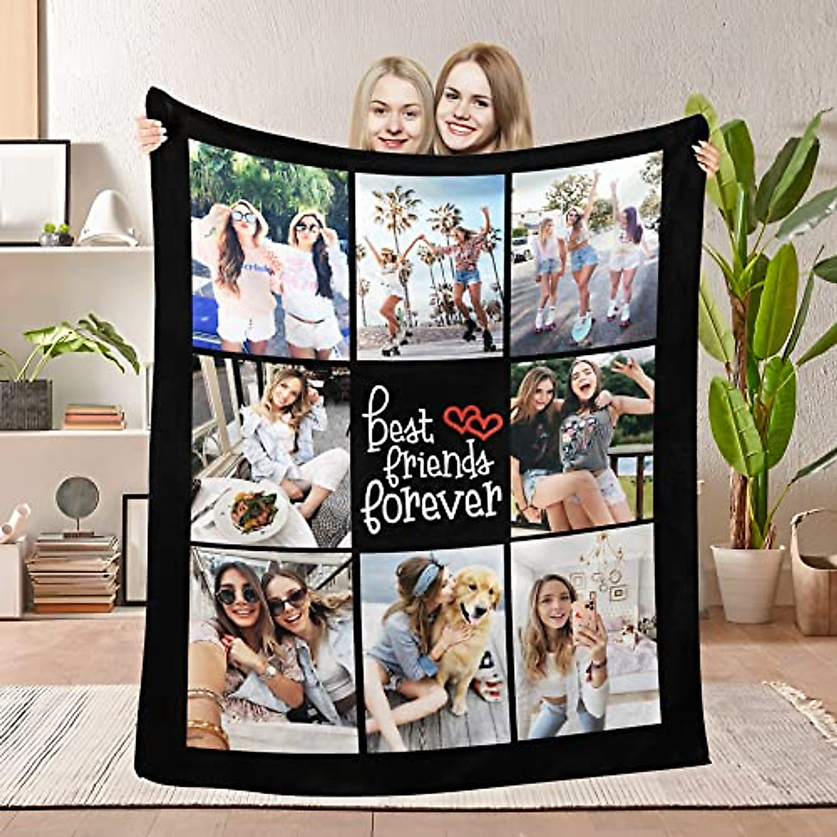 Custom Blanket with Photos Personalized Customized Blankets with Photos Picture Text Customized Gifts for Friend Family Mom Dad Girlfriend Boyfriend on Fathers Mothers Valentines Day Birthday Wedding