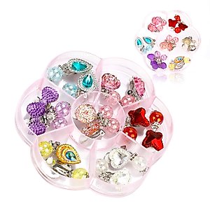 Hifot 7 Pairs Clip on Earrings Girls, No Pierced Design Earrings Dress up Pretend Princess Play Jewelry Accessories for Kids
