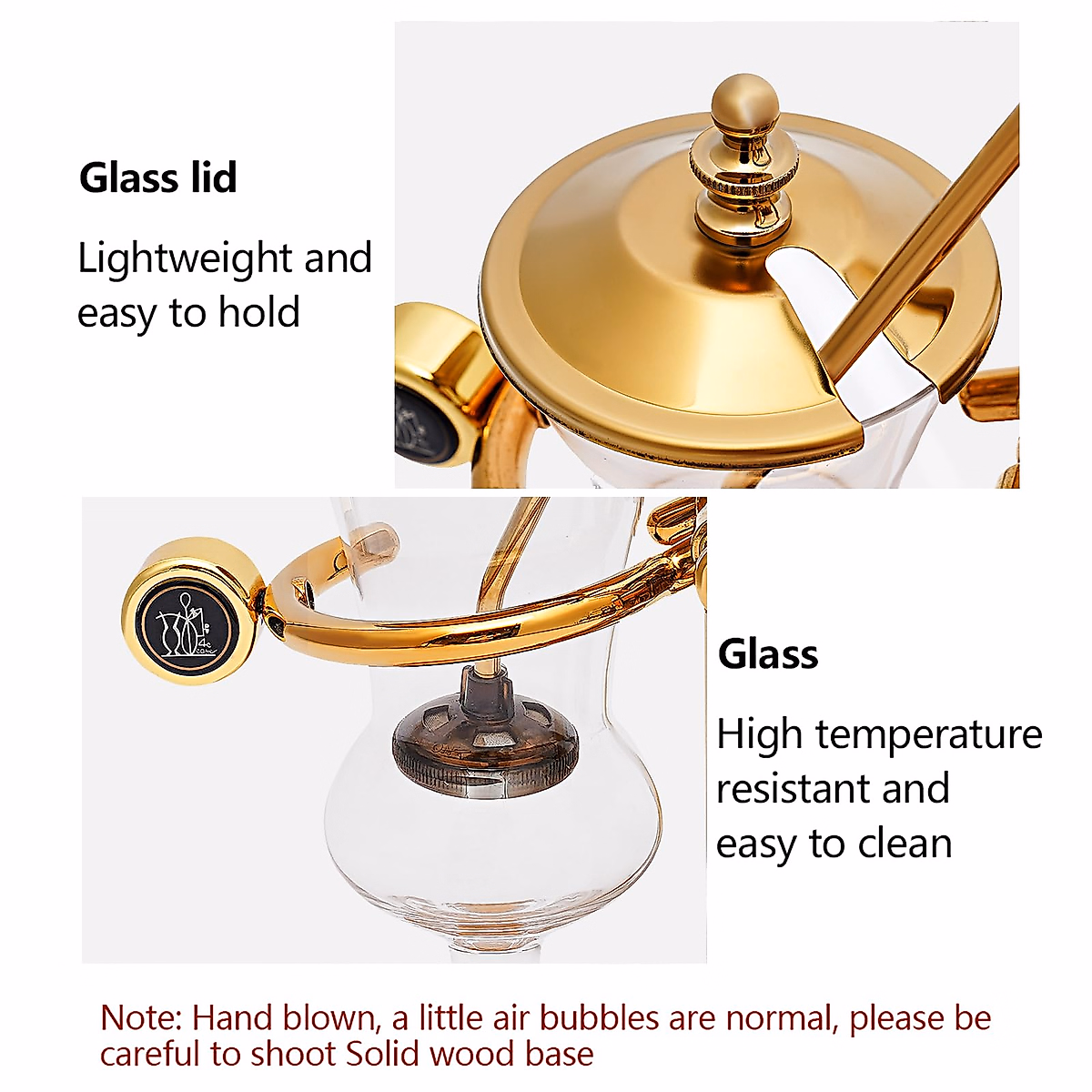GXFCHYL Belgian Belgium Luxury Royal Family Balance Syphon Siphon Coffee Maker Retro Coffee and Tea Maker Gold Syphon Coffee Brewer 400ML (Gold)