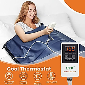 UTK Infrared Sauna Blanket, Portable Sauna Blanket for Home, Full Body & Mind Relax and Detoxify, Pain Relief, Sweat Fast, Updated Natrural Jade Stones & 850nm Bio-Photon, Deep Sleep, Blue(71''x71'')