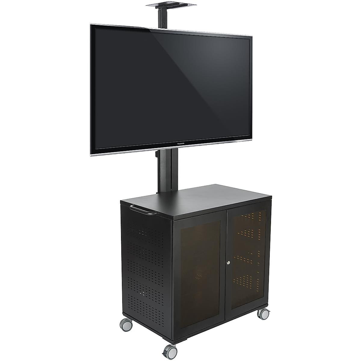 Displays2go LPGP36AV7 Portable TV Stand with Locking Storage Cabinet, 30-84 Inch VESA Mount