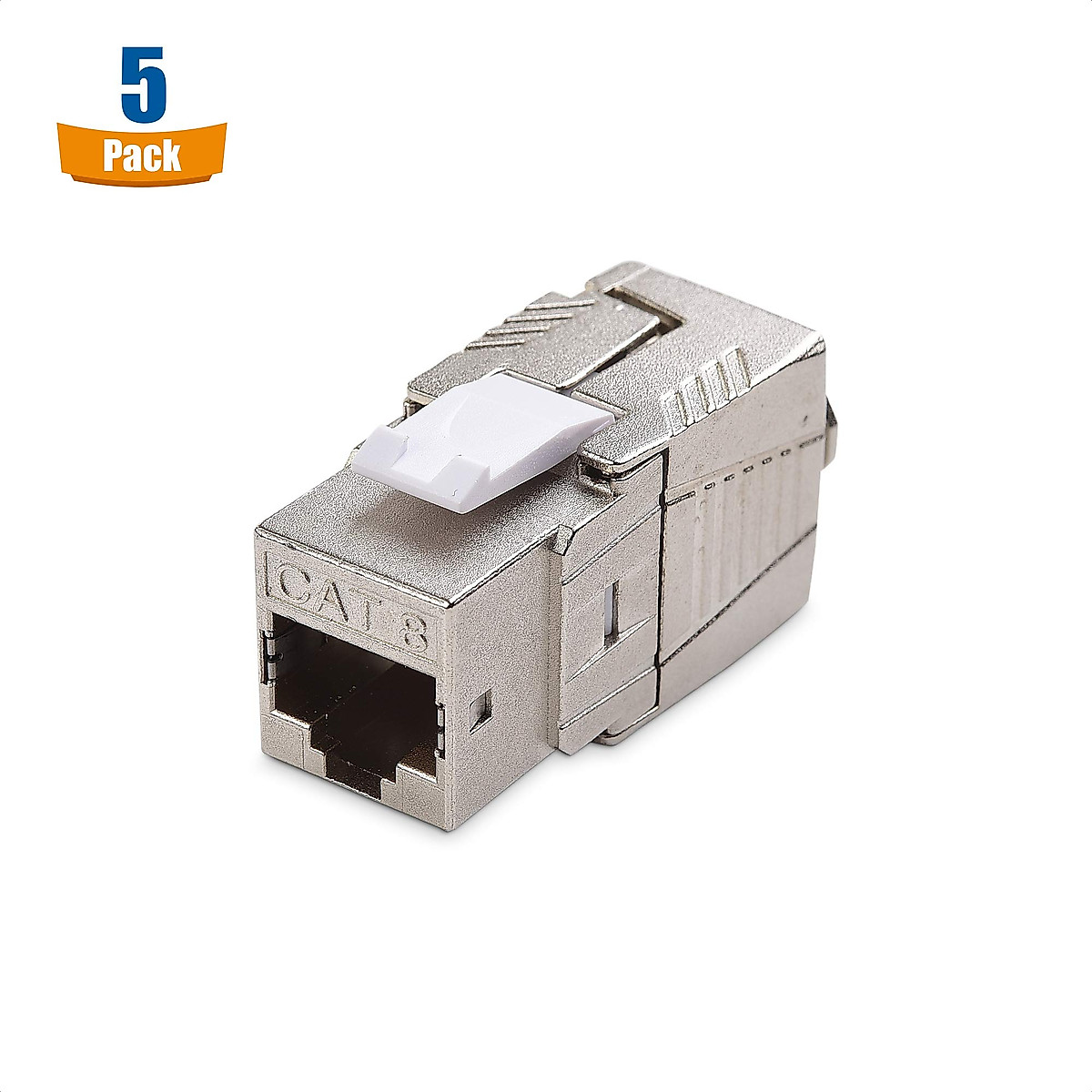 Cable Matters [UL Listed] 5-Pack 40Gbps Shielded RJ45 Cat 8, Cat8 Keystone Jack for Patch Panel, Wall Plate