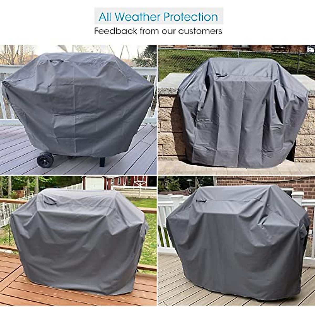 Unicook 60 Inch Grey Grill Cover and 32 Inch Round Fire Pit Cover Bundle