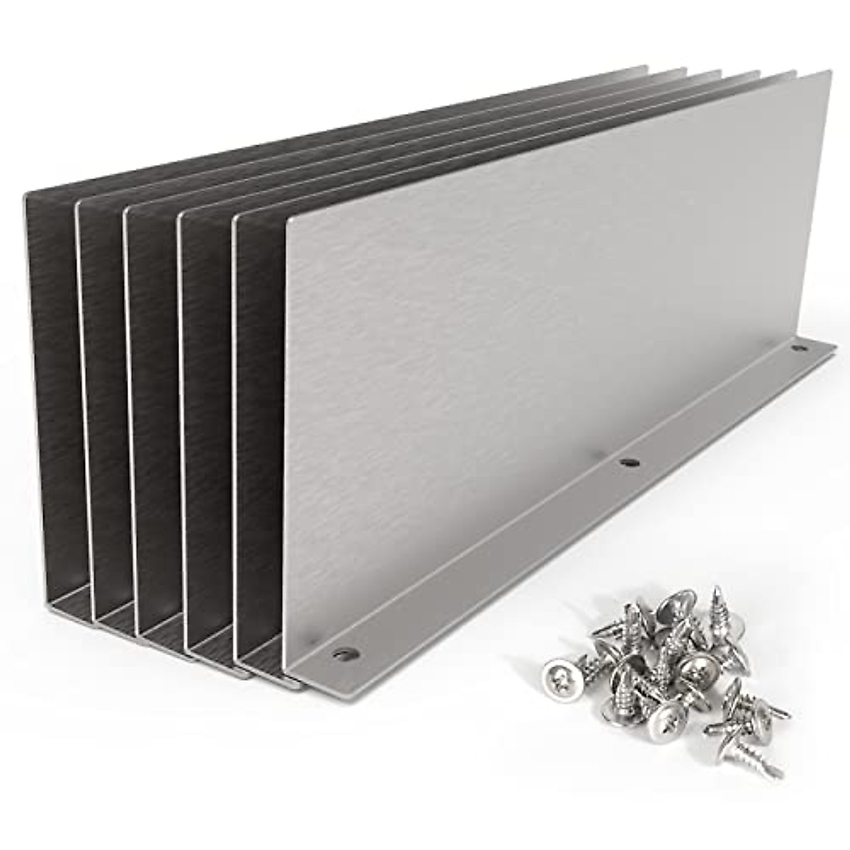 6 Pack Stainless Steel Rainwater Valley Gutter Splash Guard Straight or Bent Style 10 Inch Each, Bright Silver