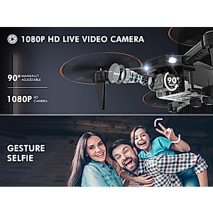 AVIALOGIC Mini Drone with Camera for Kids, Remote Control Helicopter Toys Gifts for Boys Girls, FPV RC Quadcopter with 1080P HD Live Video Camera, Altitude Hold, Gravity Control, 2 Batteries, Black