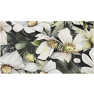 HAOKHOME Floral Wallpaper Peel and Stick Vintage Removable Wall Paper Black/Green/White Stick on Wall Mural Contact Paper 17.7in x 9.8ft