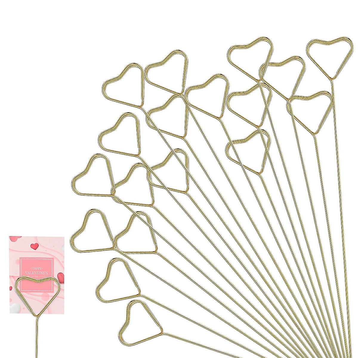 YUXIANLB Floral Card Holder Heart Metal Card Clip Stand Flower Bouquet Accessories 20Pcs Floral Supplies Photo Love Clip Sticks for Wedding Birthday Cake Party Table Number Menu Note Memo Arrangement