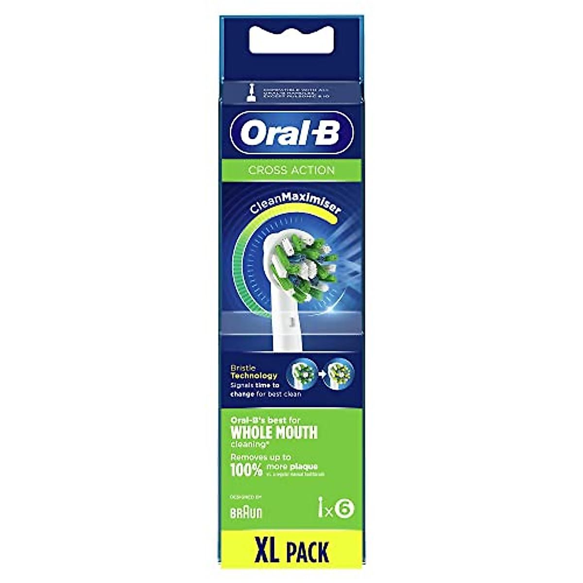 Oral-B CrossAction Toothbrush Head with CleanMaximiser Technology, Pack of 6 Counts, 33 g