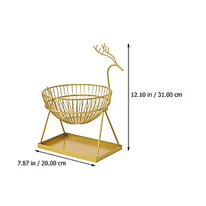 BESPORTBLE 1pc Deer Double Layer Fruit Basket Fruit Serving Basket Dry Fruit Holder Thank You Bags Wire Fruit Basket Fruits Metal Baskets Tabletop Decor Iron Household Fruit Dish