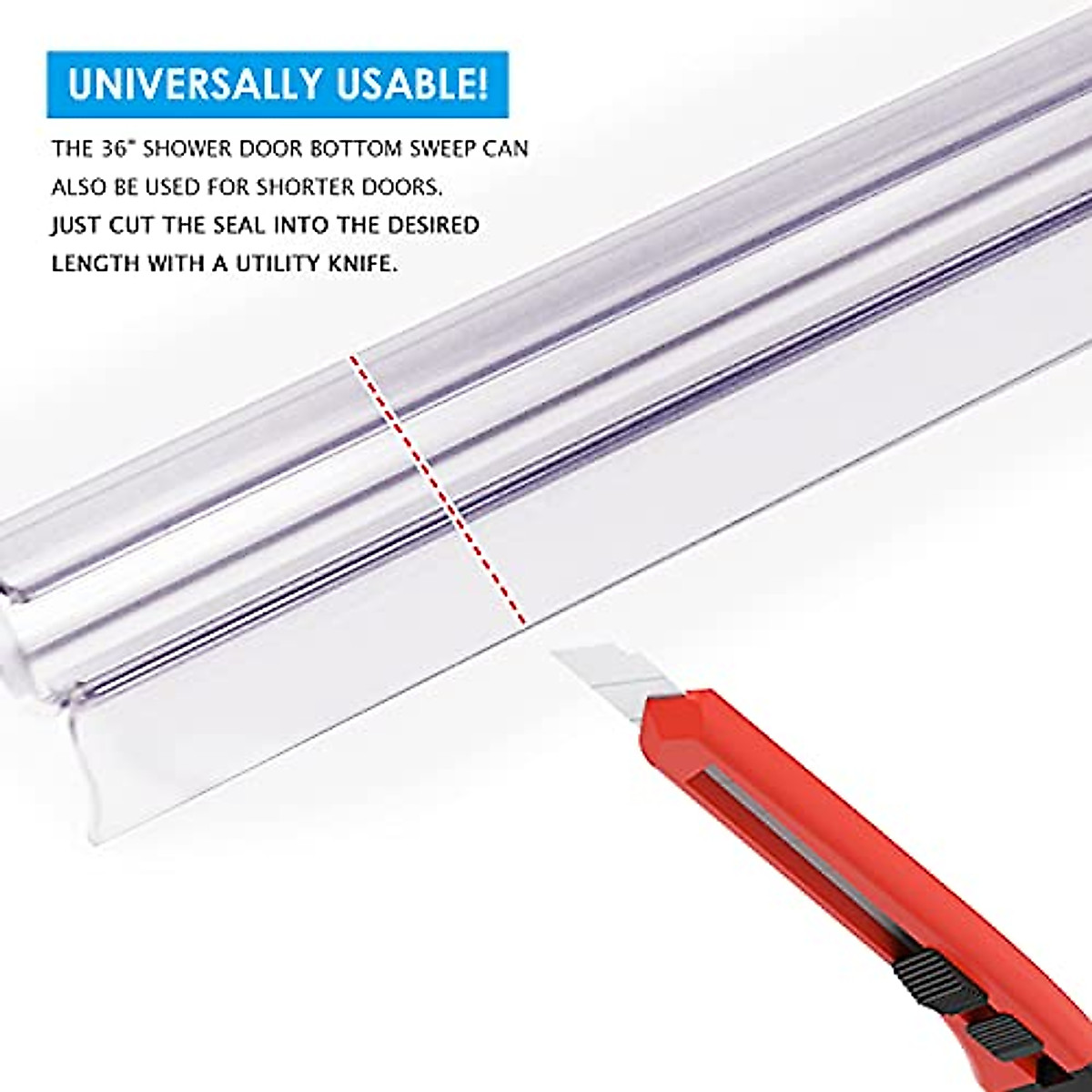 2 X Frameless Shower Door Bottom Seal Sweep Stirp 36 Inch Long for 1/4 Inch Glass