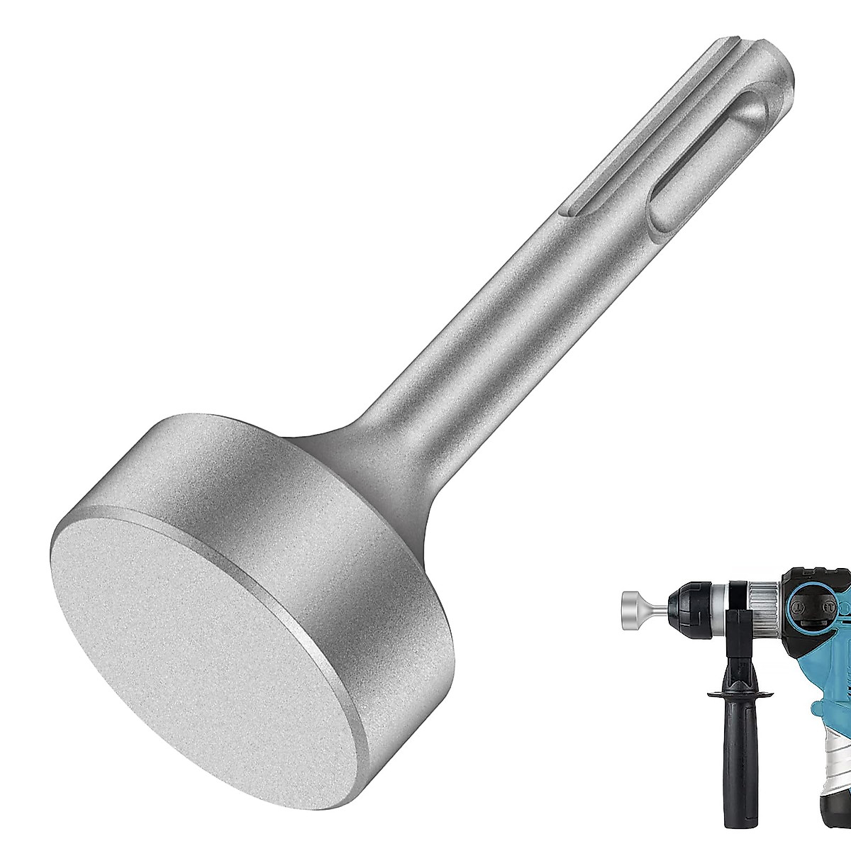 SDS Plus Ground Rod Driver, Heavy Duty Forged Steel Drill Bit Rotary Hammer Compatible with All Drills 85mm Grounding Driver Wear, Resistant Wide Compatibility Bits Socket (Flat)