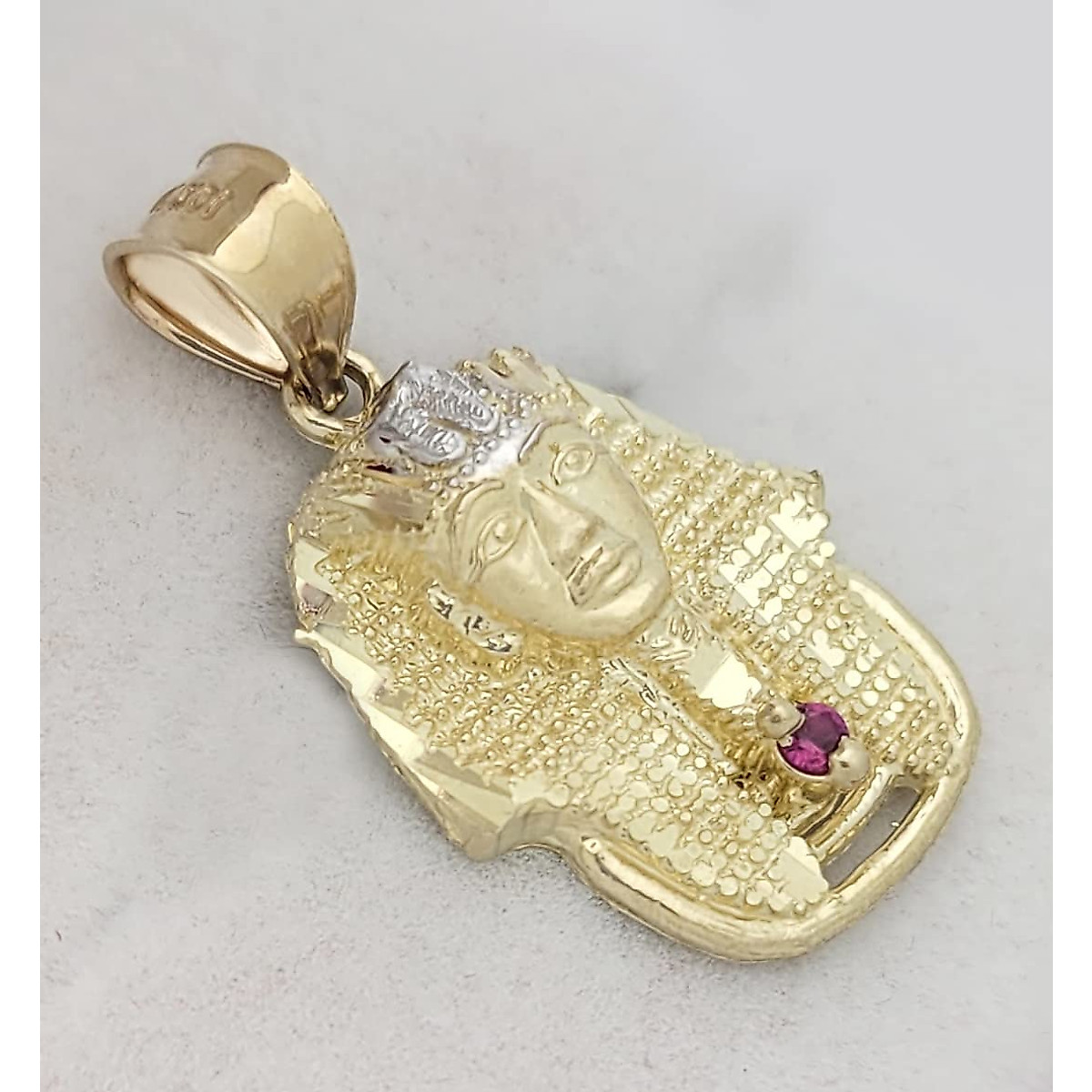 AMZ Jewelry 10k Yellow Gold Egyptian Pharaoh Pendant Gold Pharaoh Head Charm For Necklace