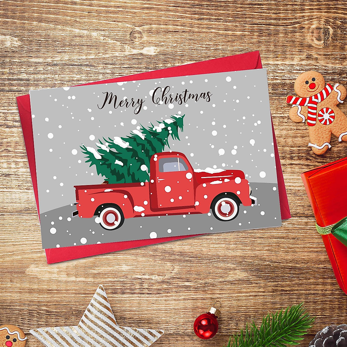 Hunanyume 24 Sets Christmas Cards With Red Envelopes, Stickers & Greetings Inside, 4×6 in Boxed Assorted New Years Cards Holiday Cards for Loved ones, Friends and Family