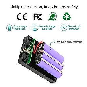 Talentcell Rechargeable 12V 3000mAh Lithium ion Battery Pack for LED Strip, CCTV Camera and More, DC 12V/5V USB Dual Output External Battery Power Bank with Charger, Black