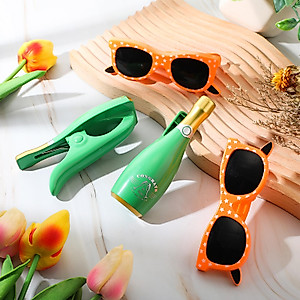 4 Pieces Beach Towel Windproof Clips for Beach Chairs Patio and Pool Accessories Cartoon Glasses Cocktail Glasses Towel Clips Funny Decorative Clothespins for Home (Trendy Style)