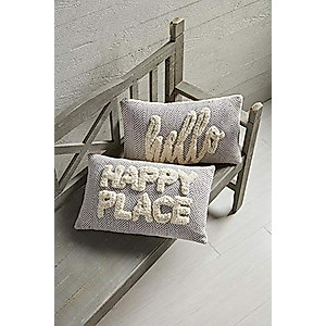 Mud Pie Tufted Pillow, 12" x 20", Happy Place