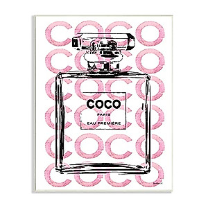 Stupell Industries Glam Perfume Bottle With Words Pink Black Wall Plaque Art, Proudly Made in USA