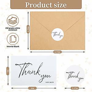 Joyberg Thank You Cards With Envelopes 34 pack, 4x6 Inch White Thank You Envelopes are Suitable for Weddings, Graduations, Funerals and Other Occasions.